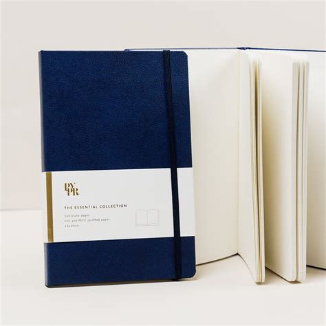 The Essential Collection Blue Leather Notebook Papypress Bespoke Invitations Stationery