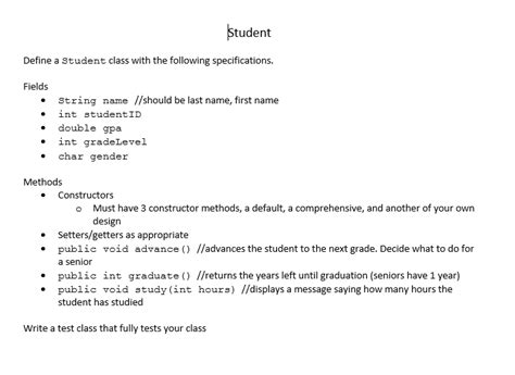 solved program must be written in java class design