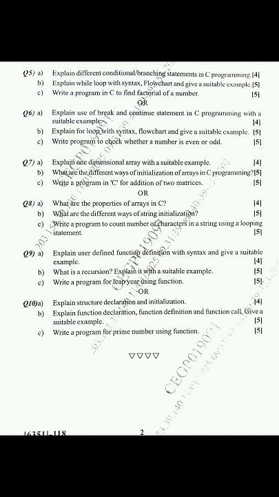 First Year Engineering Fundamentals Of Programming Language Question