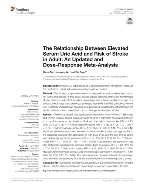 Pdf The Relationship Between Elevated Serum Uric Acid And Risk Of