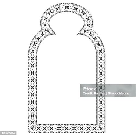 Trefoil 아치 직사각형 프레임 건축 창 문 화려한 꽃 프레임 꽃 잎 테두리 자연 0명에 대한 스톡 벡터 아트 및 기타 이미지 0명 검은색 결혼식 Istock