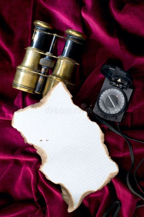 Compass And Binoculars Stock Image Image Of Blank Canvas 16714263