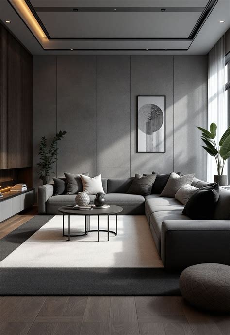 29 Elegant And Simple Living Rooms With A Dark Grey Couch Минималистская гостиная Цвета