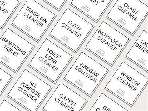 Customizable Cleaning Supply Labels Minimalist Style Digital Download