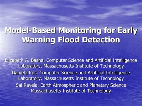 PPT Model Based Monitoring For Early Warning Flood Detection PowerPoint Presentation ID