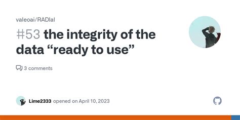 The Integrity Of The Data “ready To Use” · Issue 53 · Valeoairadial · Github