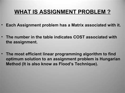 Assignment Problem Ppt