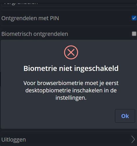 Cannot Enable The Biometric Unlock Feature In The Browser Extension Password Manager
