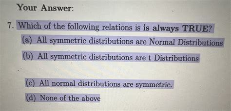 Solved Your Answer 7 Which Of The Following Relations Is