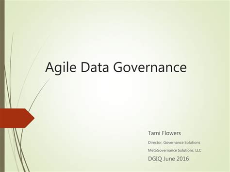 Agile Data Governance Tutorial PPTX