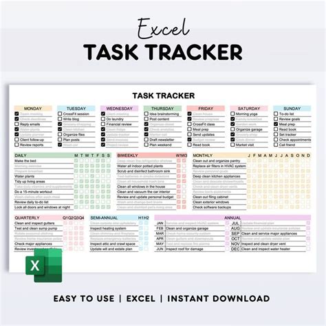 Task Tracker Excel Template Daily Weekly Monthly And Annual Todos Excel Spreadsheets Te