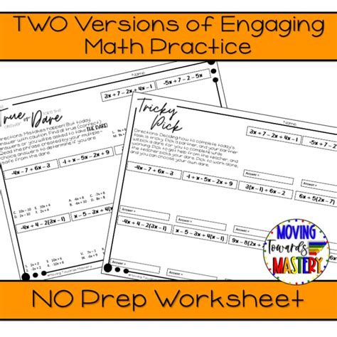 Simplifying Expressions By Combining Like Terms Math Practice Activity