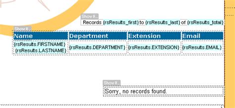 Macromedia Dreamweaver Ultradev Alerting The User When No Records Are Found Showing A No