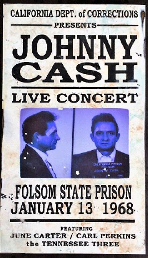Johnny Cash Vintage Metal Concert Poster The Man In Black Folsom