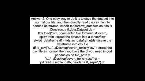Converting Tensorflow Dataset To Pandas Dataframe Youtube