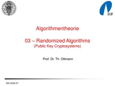 Ppt Algorithmentheorie 03 Randomized Algorithms Public Key Cryptosystems Powerpoint