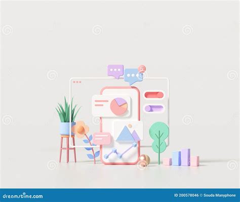 3d Minimal Mobile App Development And Mobile Web Design Concept User