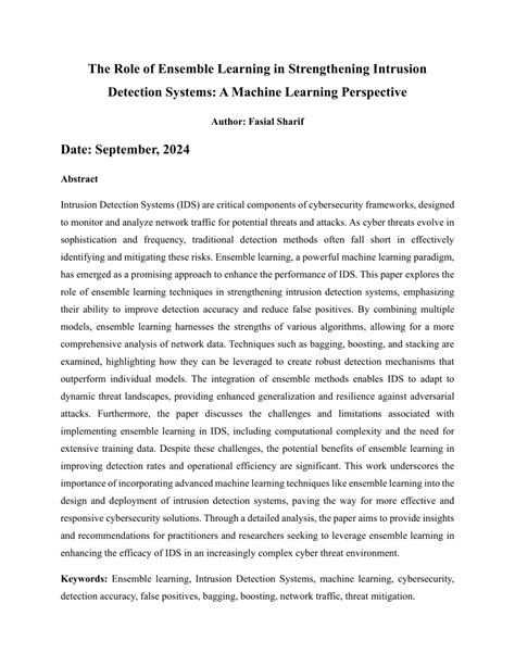 Pdf The Role Of Ensemble Learning In Strengthening Intrusion