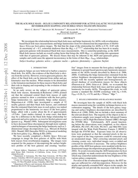 Pdf The Black Hole Mass Bulge Luminosity Relationship For Active Galactic Nuclei From