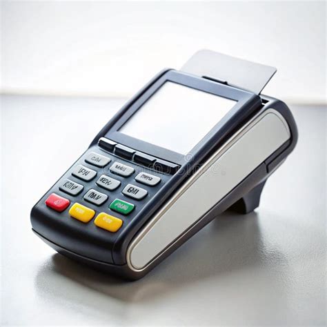 Modern Payment Terminal Mockup Background Featuring Compact Design Keypad And Blank Screen For