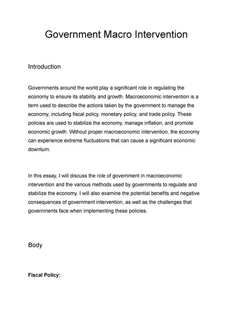 government macro intervention government macro intervention