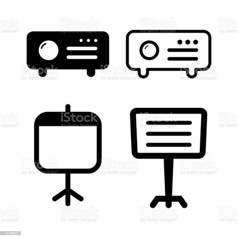 프로젝터 및 프로젝터 스크린 아이콘 평면 스타일 벡터 일러스트레이션 0명에 대한 스톡 벡터 아트 및 기타 이미지 0명 검은색 교육 Istock