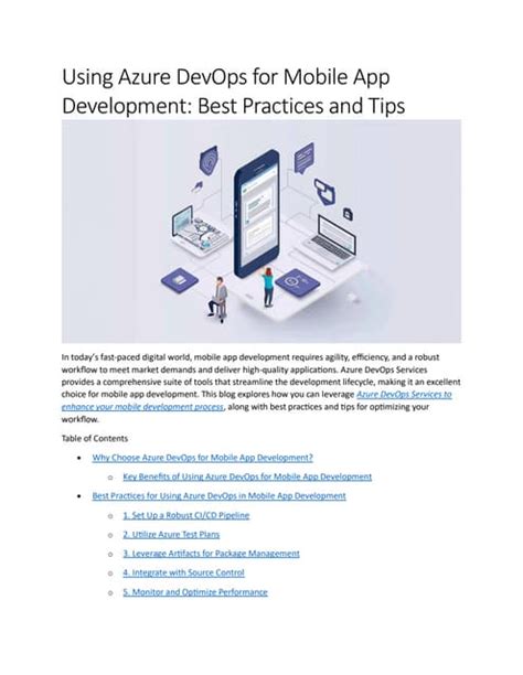 Using Azure Devops For Mobile App Development Best Practices And Tipspdf