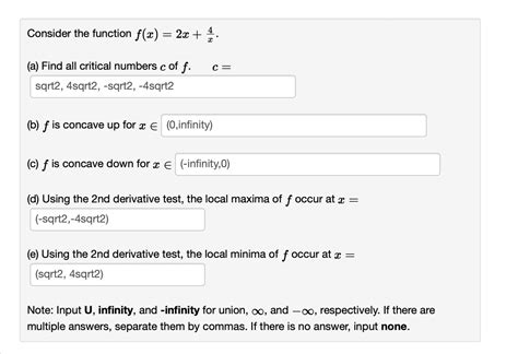 Solved Consider The Function F X 2x X4 A Find All