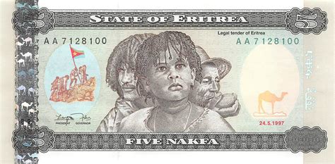 Eritrea 5 Nakfa 1997 Unc Pefix Aa Eripn2 Eritrea Prefix Aa