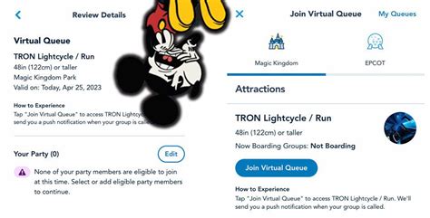 My Disney Experience App Problems No Tron Virtual Queue Spots