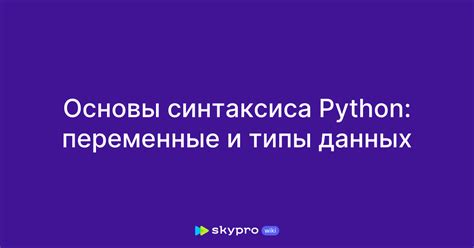 Основы синтаксиса Python переменные и типы данных