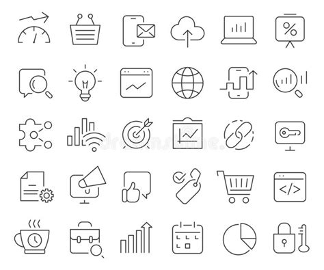 Seo And Marketing Line Icons Collection Thin Outline Icons Pack Stock