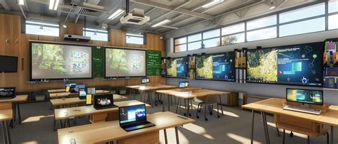 Interactive Smart Classroom With Iot In Education Premium Ai Generated Image