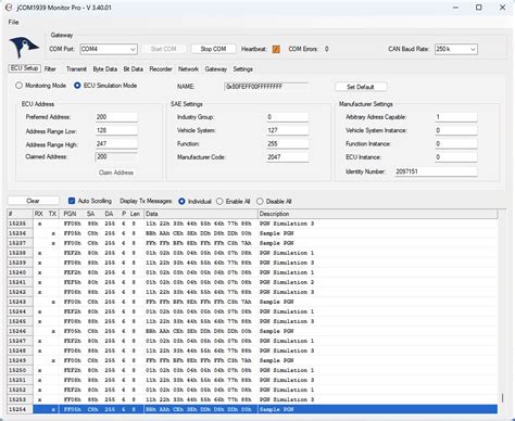 Jcom1939 Monitor Pro Monitoring Recording And Simulation Of Sae J1939 Data Traffic Jcom1939