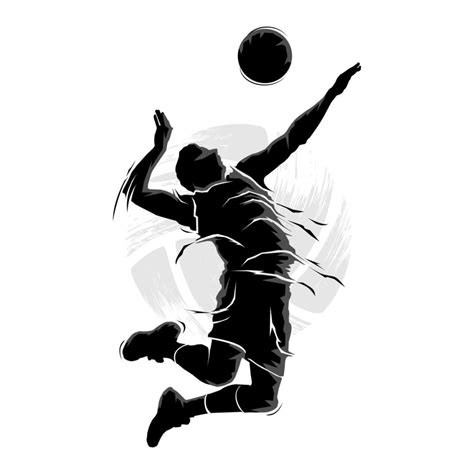Silhouette Of Male Volleyball Player Jumping To Hit The Ball 11411397