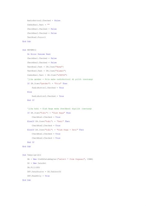 Penggunaan Radio Button Dan Checkbox Dalam