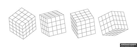 Premium Vector Set Of Wireframe Cube From Different Sides Collection Of Lowpoly 3d Polygonal