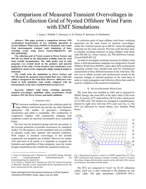 Pdf Comparison Of Measured Transient Overvoltages In The Collection Grid Of Nysted Offshore