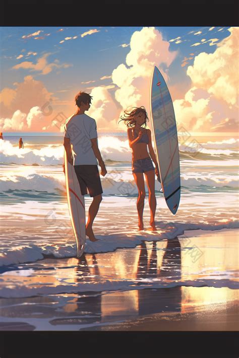 风夏日冲浪插画图片 包图网