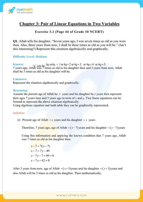 Ncert Solutions For Class 10 Maths Chapter 3 Pair Of Linear Equations In Two Variables
