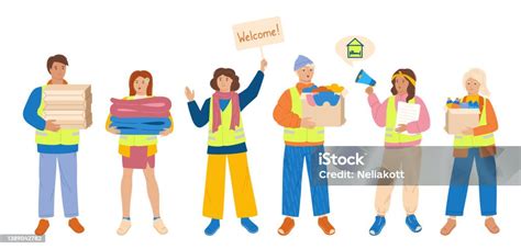 기부를 하는 자원봉사자들 다양한 인재 이타적인 활동 캐릭터 Charity Benefit에 대한 스톡 벡터 아트 및 기타 이미지 Charity Benefit 가공의 인물