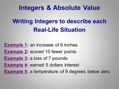 Integer Examples In Real Life