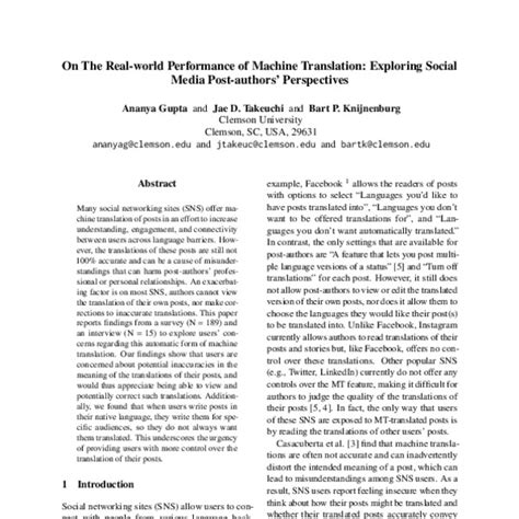 On The Real World Performance Of Machine Translation Exploring Social Media Post Authors