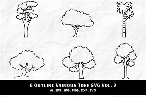 Outline Various Tree SVG Vol 2 6 Variations