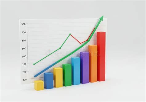Graph With Bars And Lines Showing Upward Progression Isolated On White Background Stock