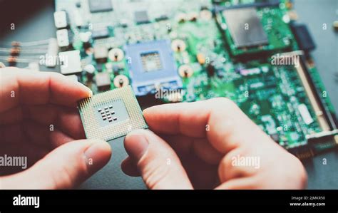 Tech Support Engineer Installing Cpu Motherboard Stock Photo Alamy