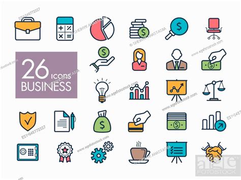 Business And Finance Web Outline Icon Set Graph Symbol For Your Web Site Design Logo App Ui