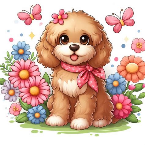 Premium Vector Cute Cockapoo Dog Vector Cartoon Illustration