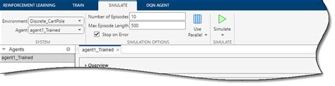 Specify Simulation Options In Reinforcement Learning Designer Matlab And Simulink