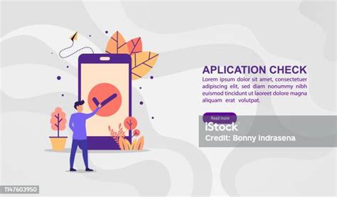 응용 프로그램 확인의 벡터 일러스트 레이 션 개념입니다 배너 전단지 승진 마케팅 자료 온라인 광고 비즈니스 프리 젠 테이 션을 위한 현대 그림 개념적 개념에 대한 스톡 벡터